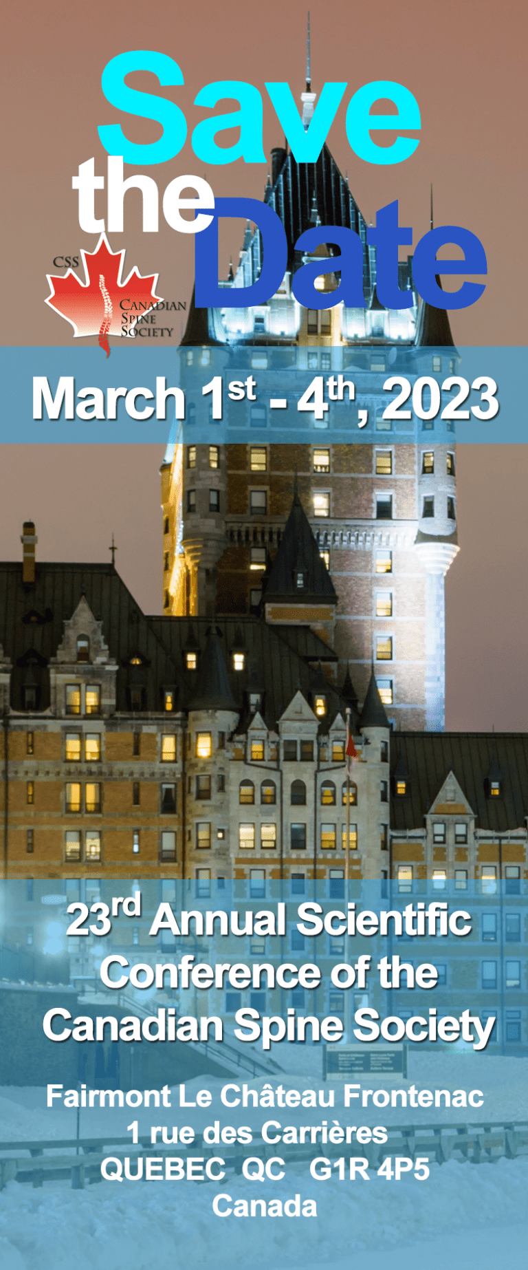 Save the date 2023 - Canadian Spine Society