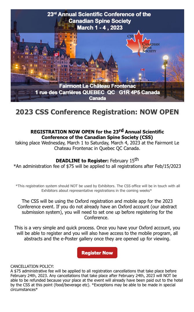 CSS 2023 Quebec QC - Canadian Spine Society